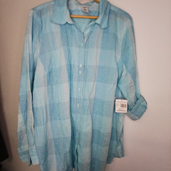 Just My Size | Tops | Nwt Just My Size Turquoise Blue Button Up Shirt ...